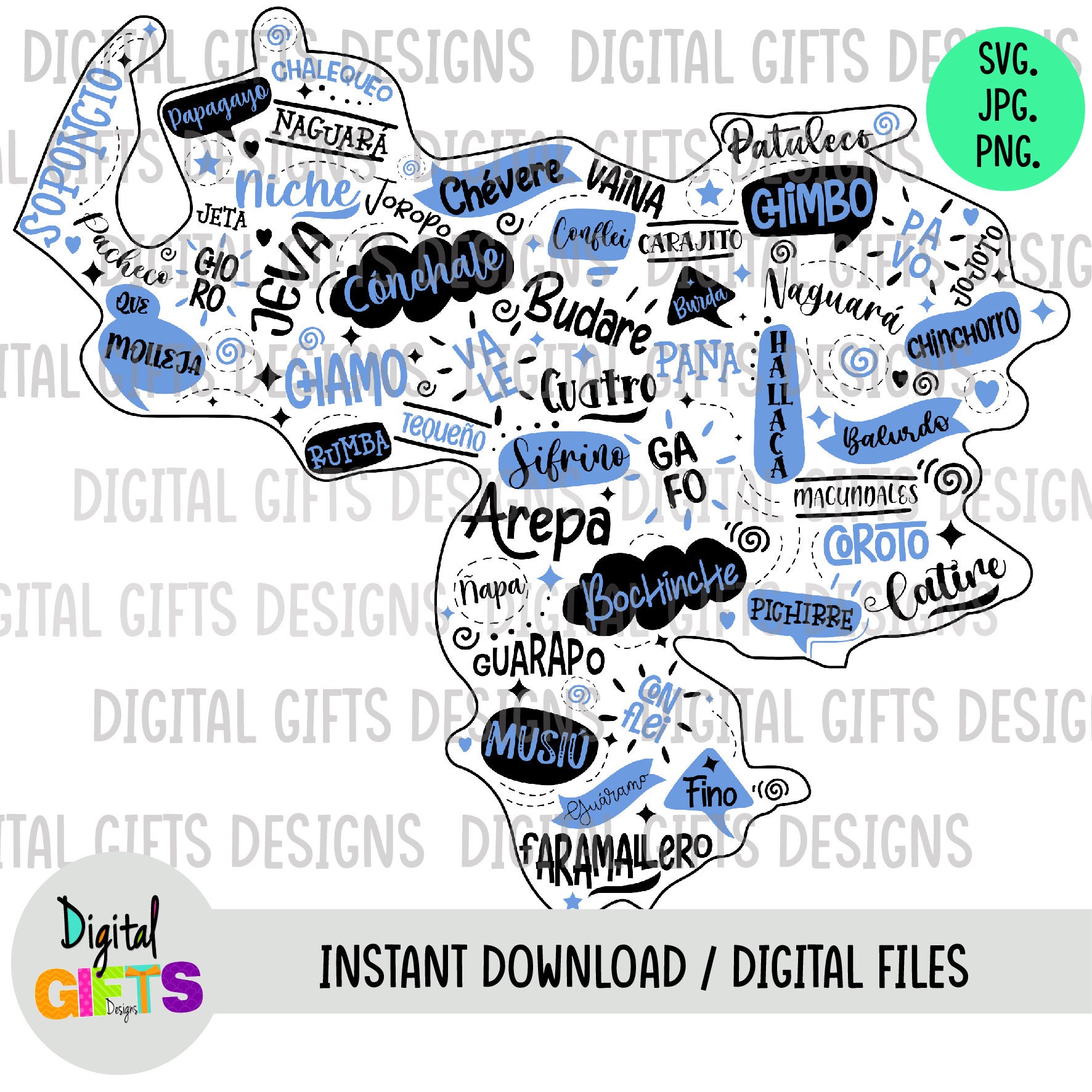 Palabras venezolanas, diseño Svg, Png, Jpg Design, Silhouette, Cricut ...