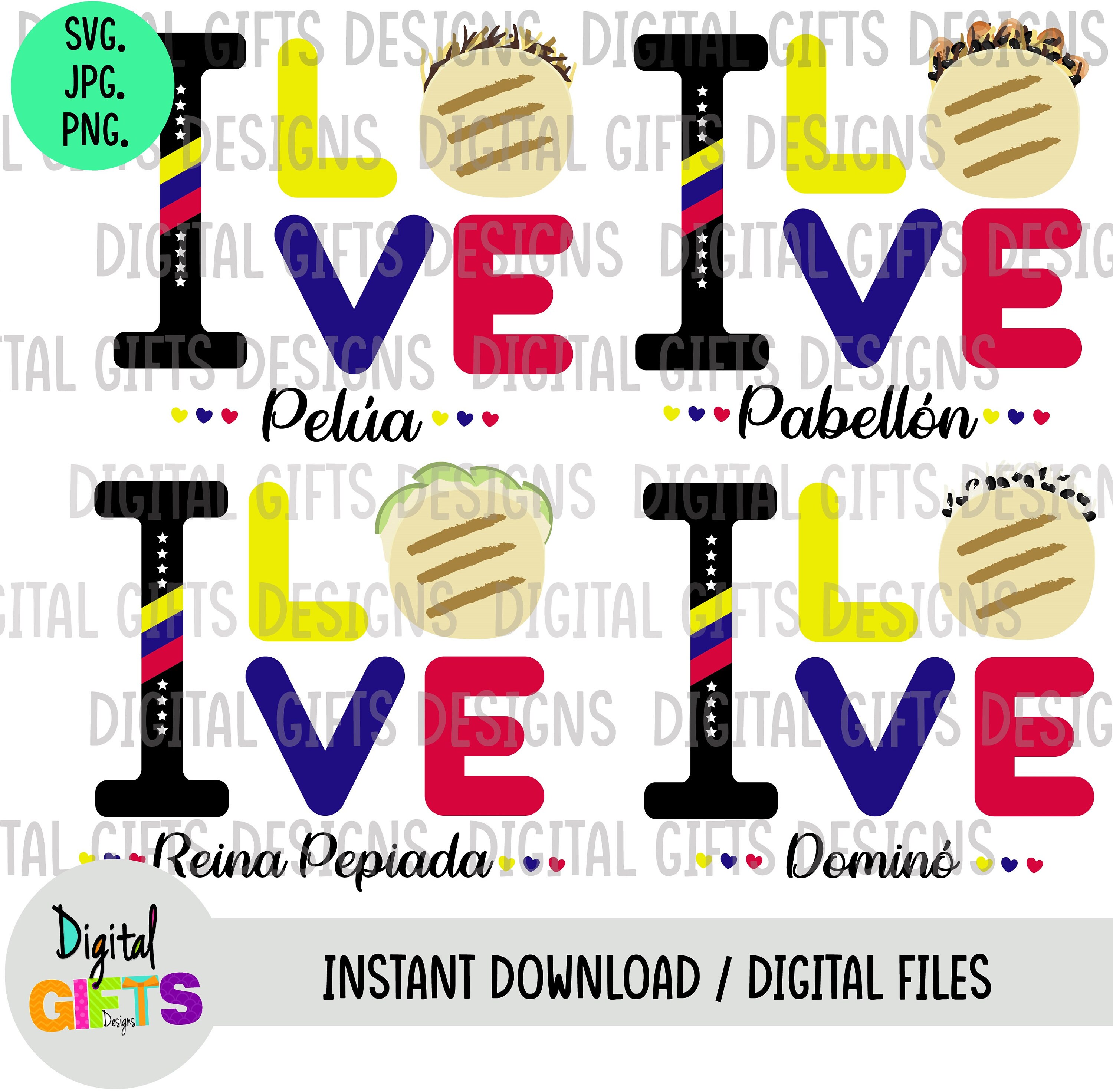 I Love Arepas, Design Svg, Png, Jpg Shirt Design, Cricut, Cut Files. - Etsy