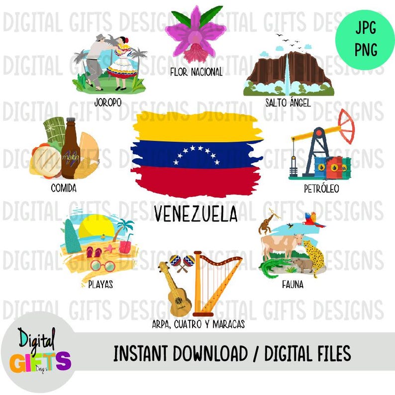 Venezuela Symbols, Design in JPG and PNG Formats - Etsy