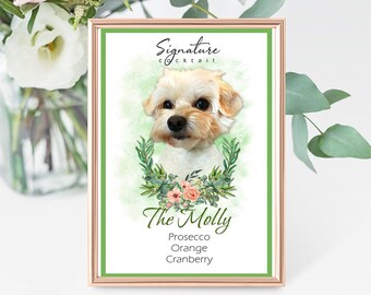Blush Wedding Sign Custom Dog Portrait Signature Cocktail | Etsy