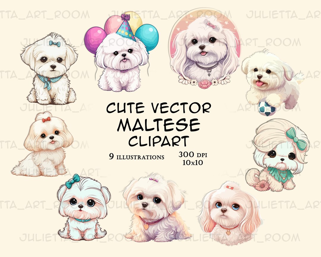 Maltese Vector Png Clipart - Maltese Puppy Nursery Design - Vector Dog ...