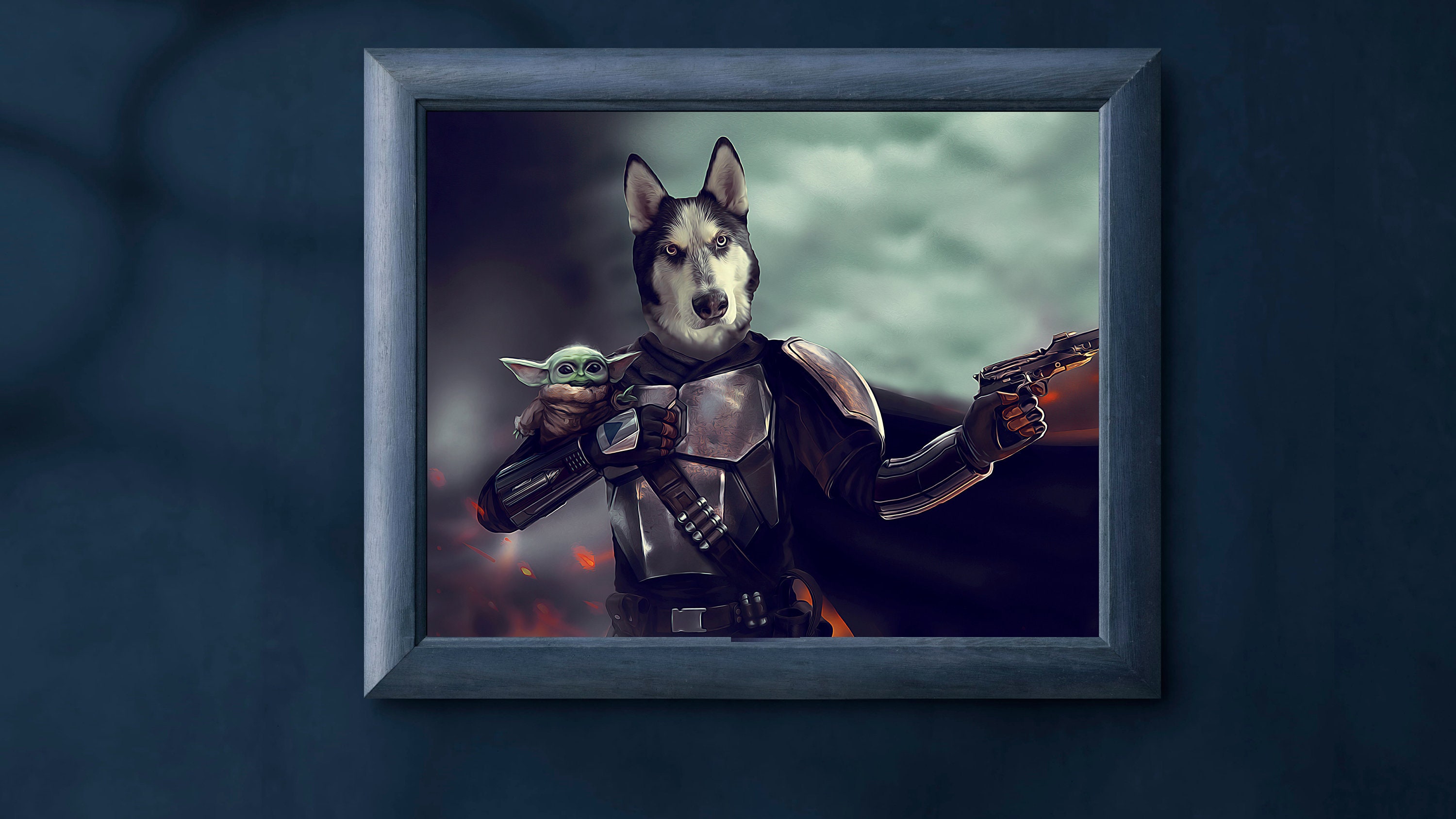 Star Custom Dog Portrait Mandalorian dog portrait christmas | Etsy