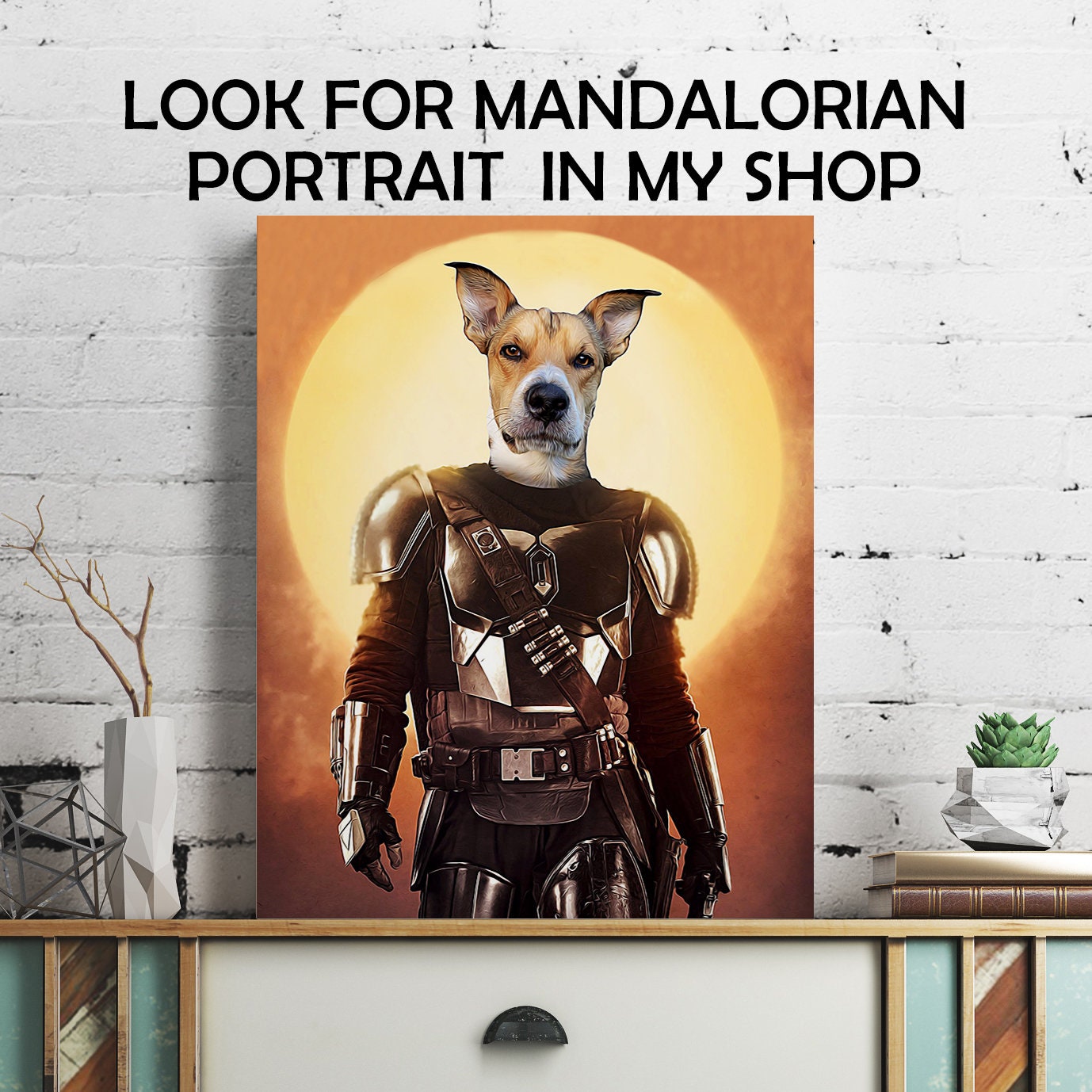 Grogu Portrait Mandalorian Dog Portrait Christmas Gift - Etsy