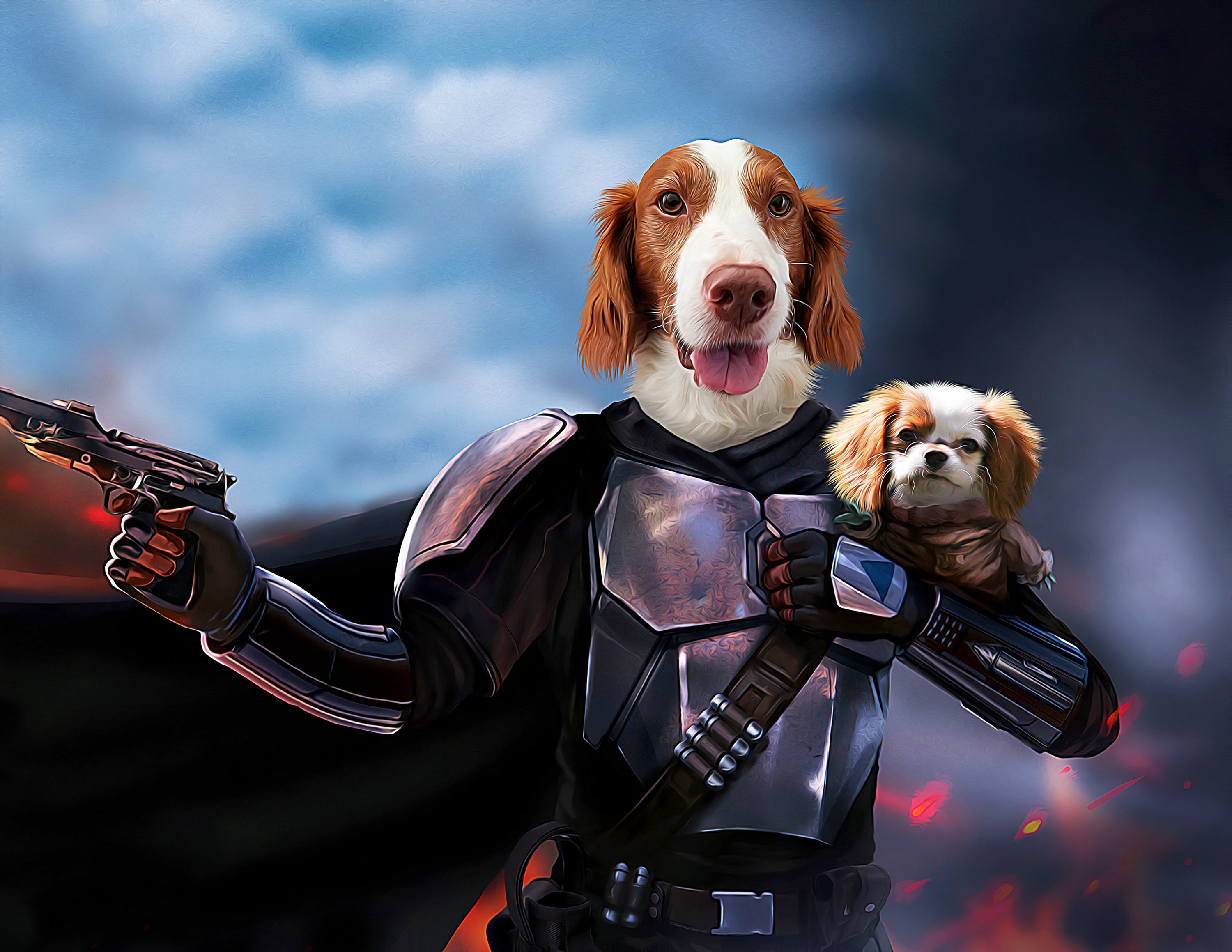 Star Custom Dog Portrait Mandalorian dog portrait christmas | Etsy