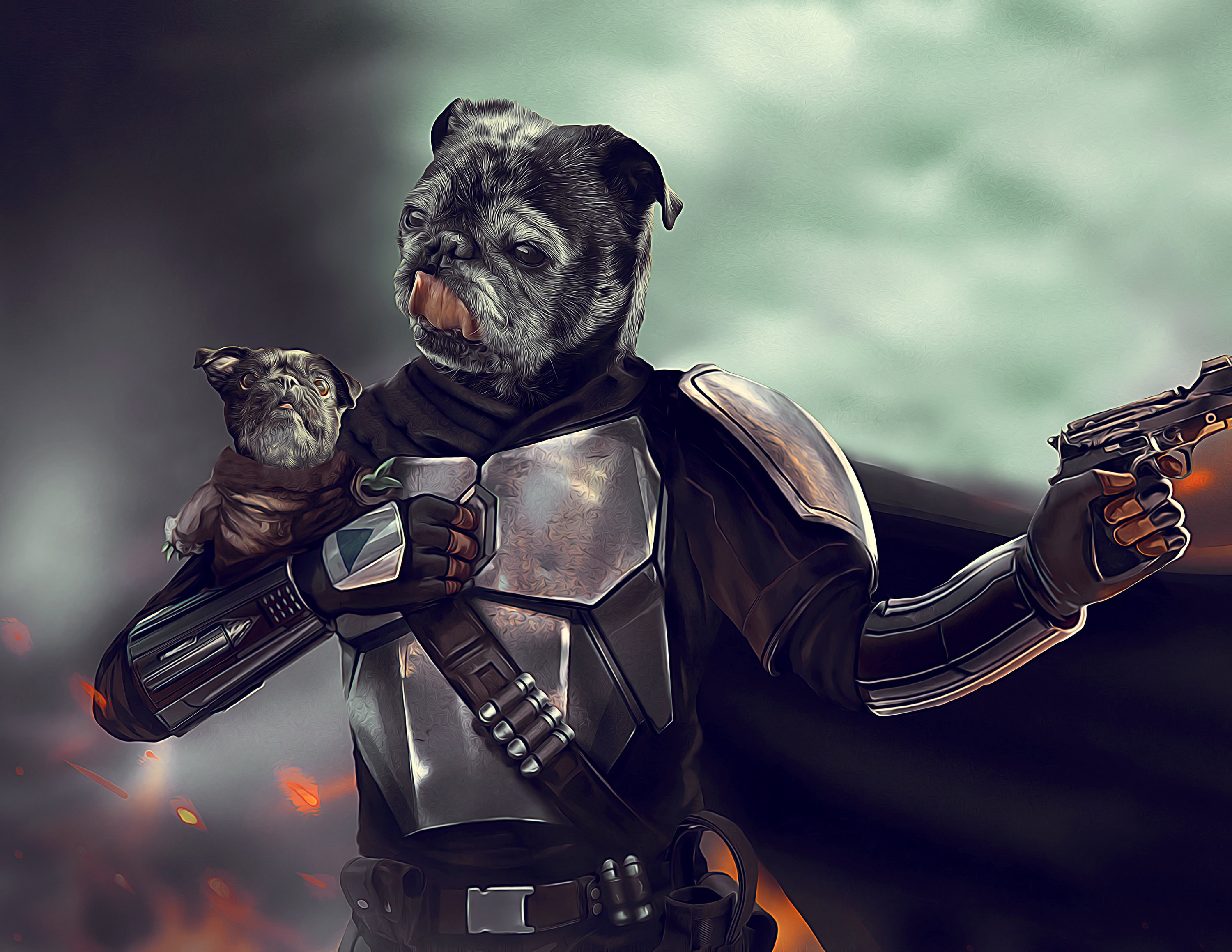 Star Custom Dog Portrait Mandalorian Dog Portrait Mother Day - Etsy