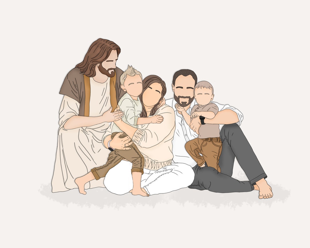 Custom Memorial Portrait With Jesus, Miscarriage Family Portrait, Lost ...