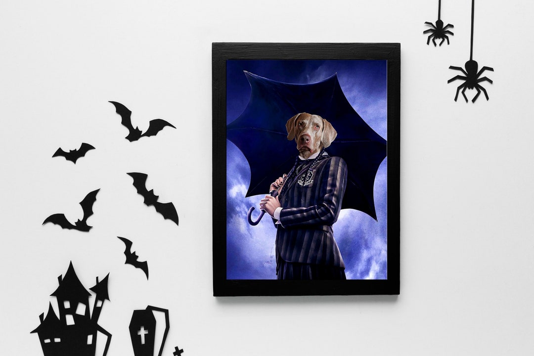 Wednesday Addams Pet Portrait, Wednesday Movie Poster, Custom Dog ...