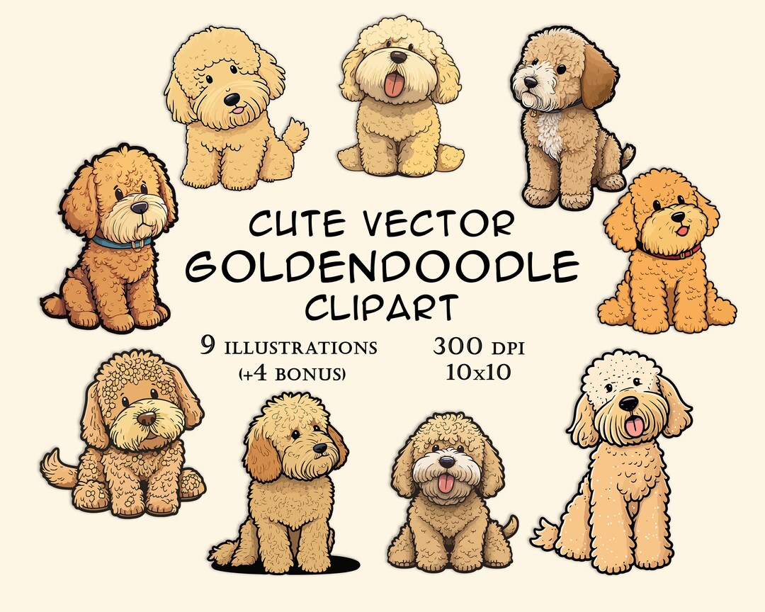 Goldendoodle Cute Vector Clipart With Transparent Background - Etsy