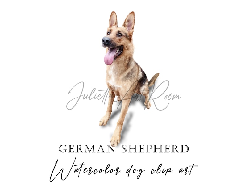 German Shepherd Watercolor Clipart Png Dog Sublimation - Etsy