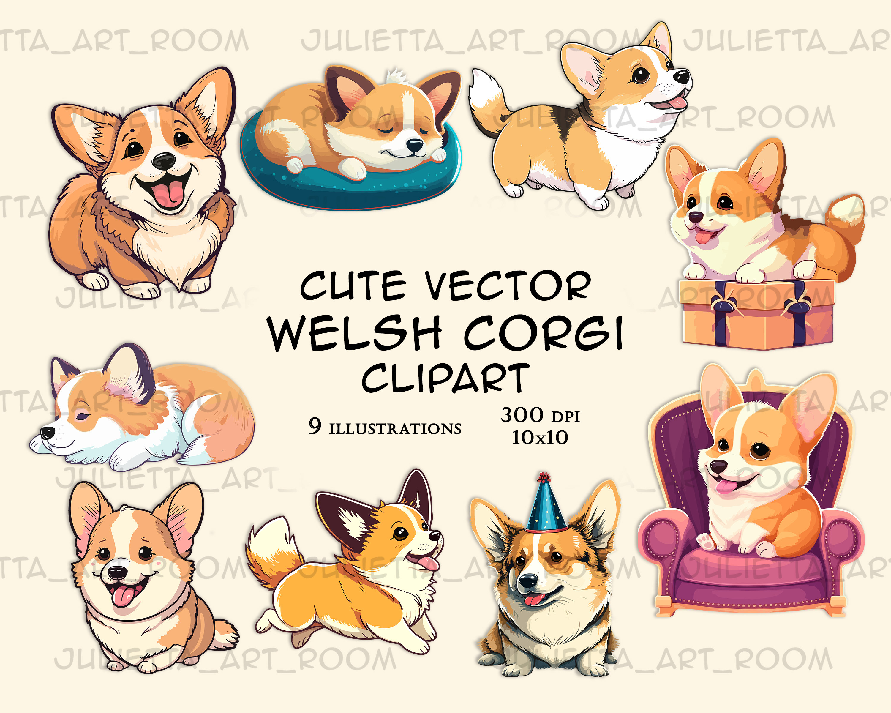 Vector Corgi Clipart Welsh Corgi Png DIY Portrait Corgi - Etsy Singapore