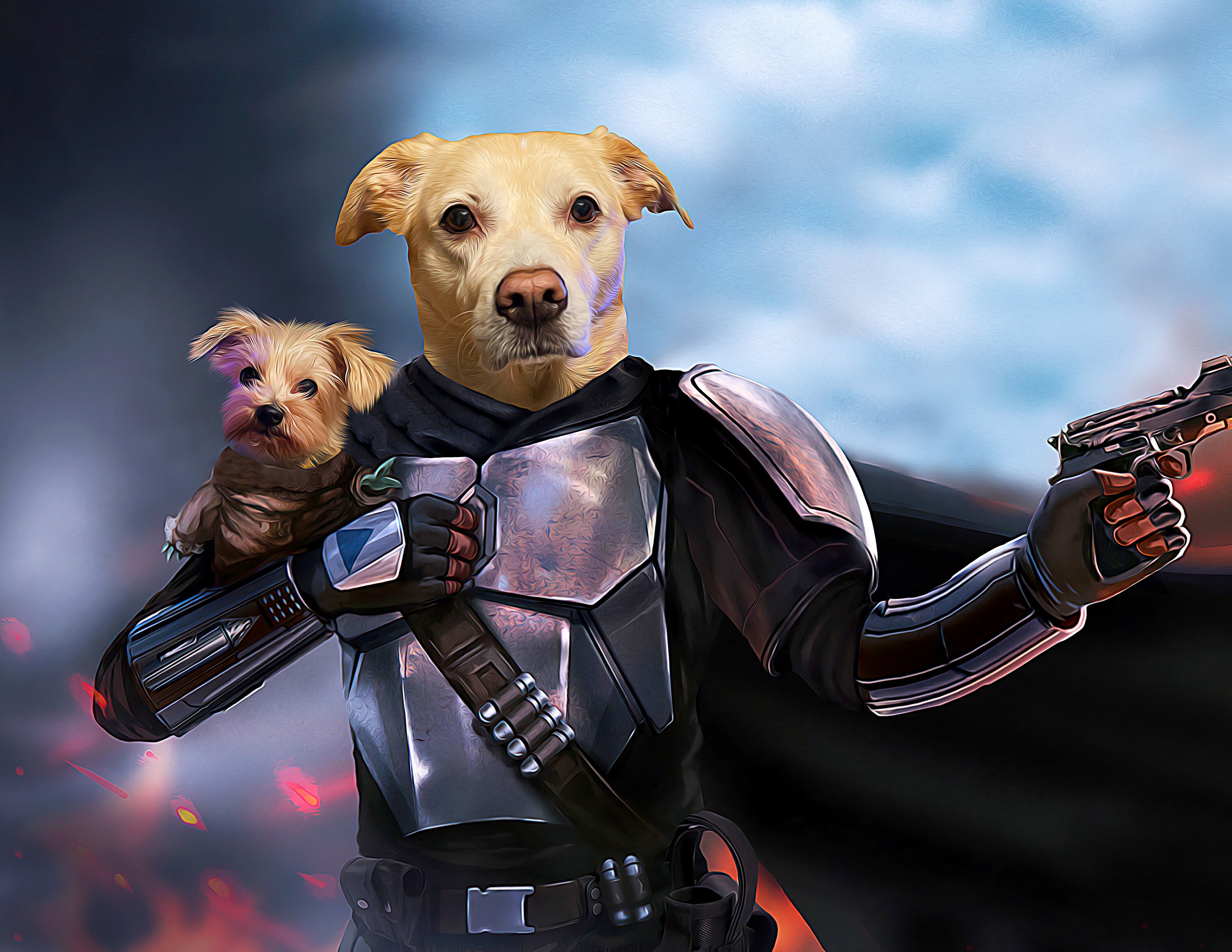 Star Custom Dog Portrait Mandalorian Dog Portrait Mother Day - Etsy