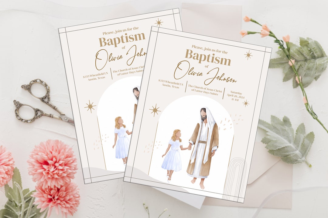 Custom Baptism Girl Invitation - Baptism Invitation Template - LDS Girl ...