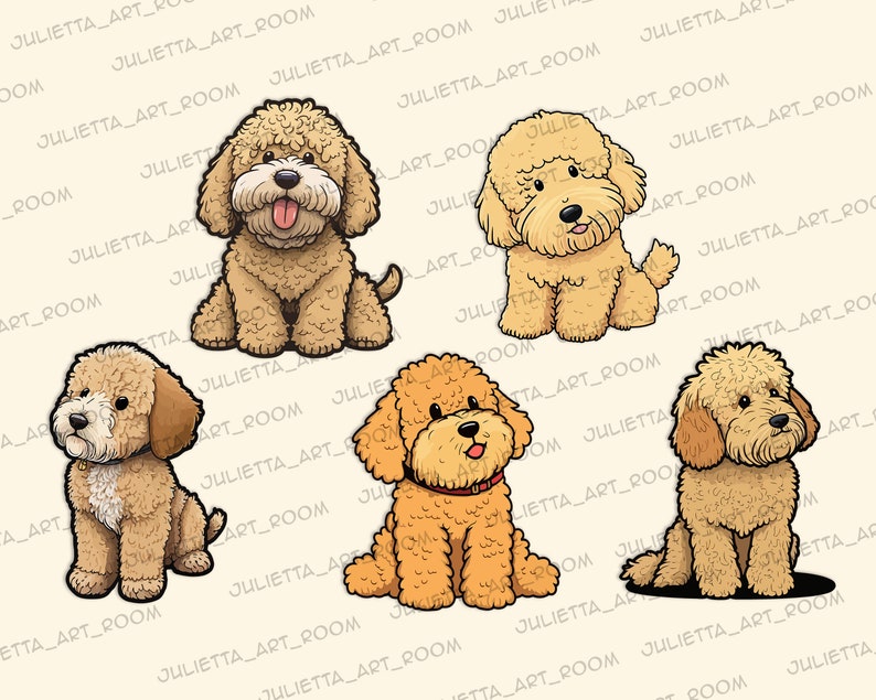 Goldendoodle Cute Vector Clipart With Transparent Background - Etsy