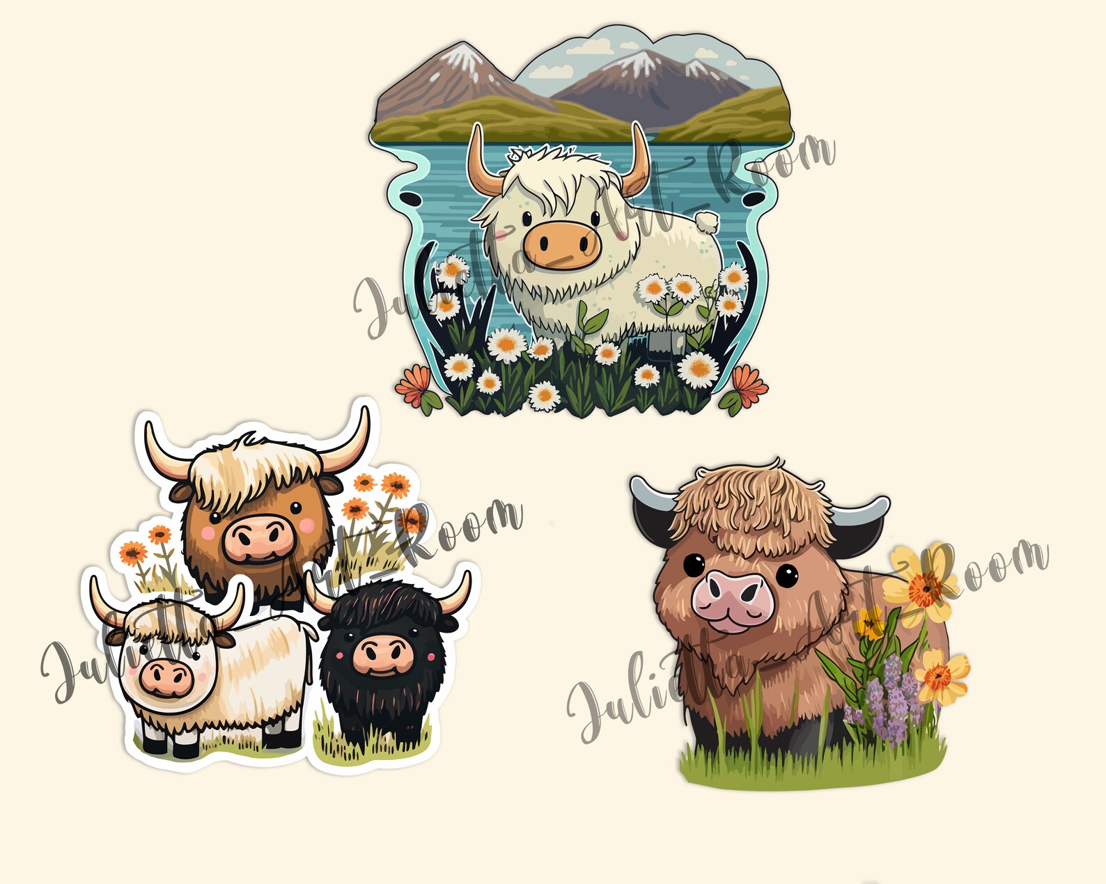 Highland Cow Vector Clipart INSTANT DOWNLOAD Scottish - Etsy