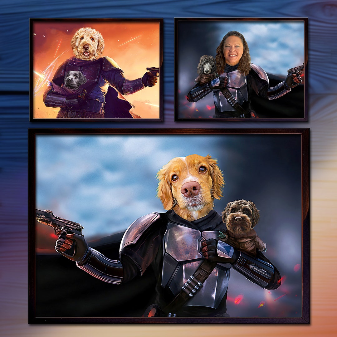 Star Custom Dog Portrait, Mandalorian Dog Portrait, Father's Day Gift ...