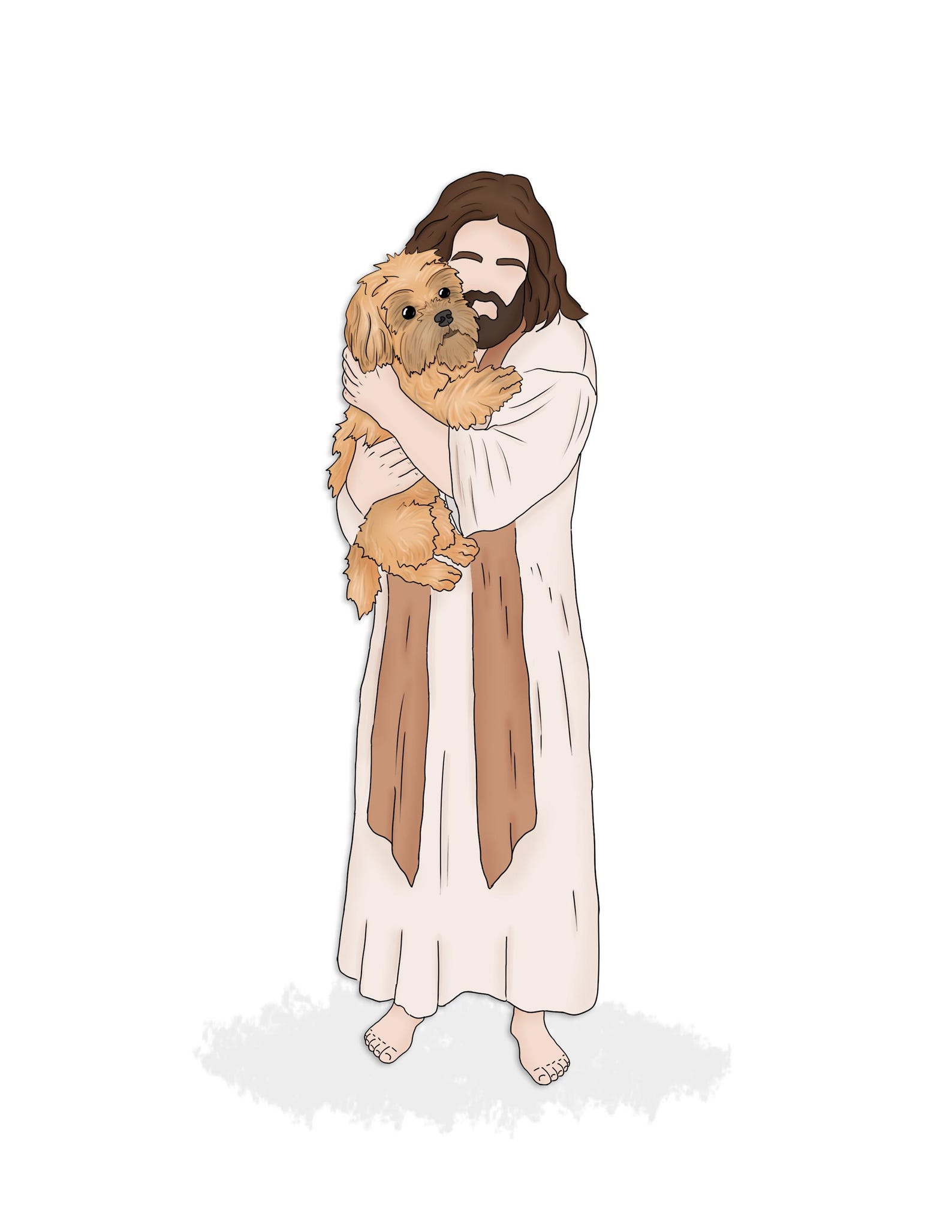 Custom Dog Portrait With Jesus, Jesus Holding Dog in His Arms, Cat With ...