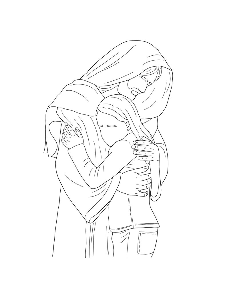Christ's Embrace Line Art Print: Baptism Gift (digital Download) - Etsy