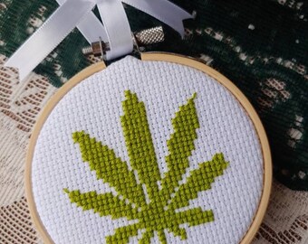 Cross Stitch Pot Leaf - Etsy