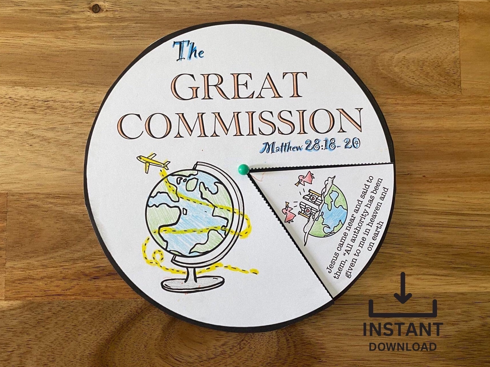 The Great Commision Coloring Wheel Printable Bible Activity for Sunday ...