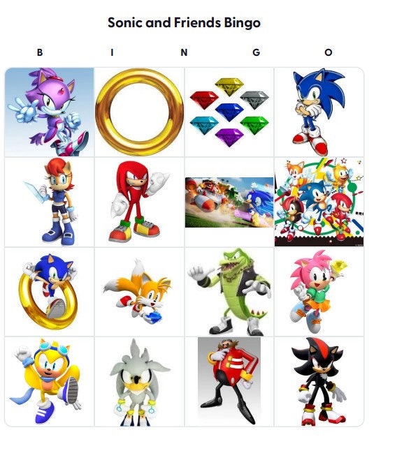 Sonic and Friends Bingo - Etsy