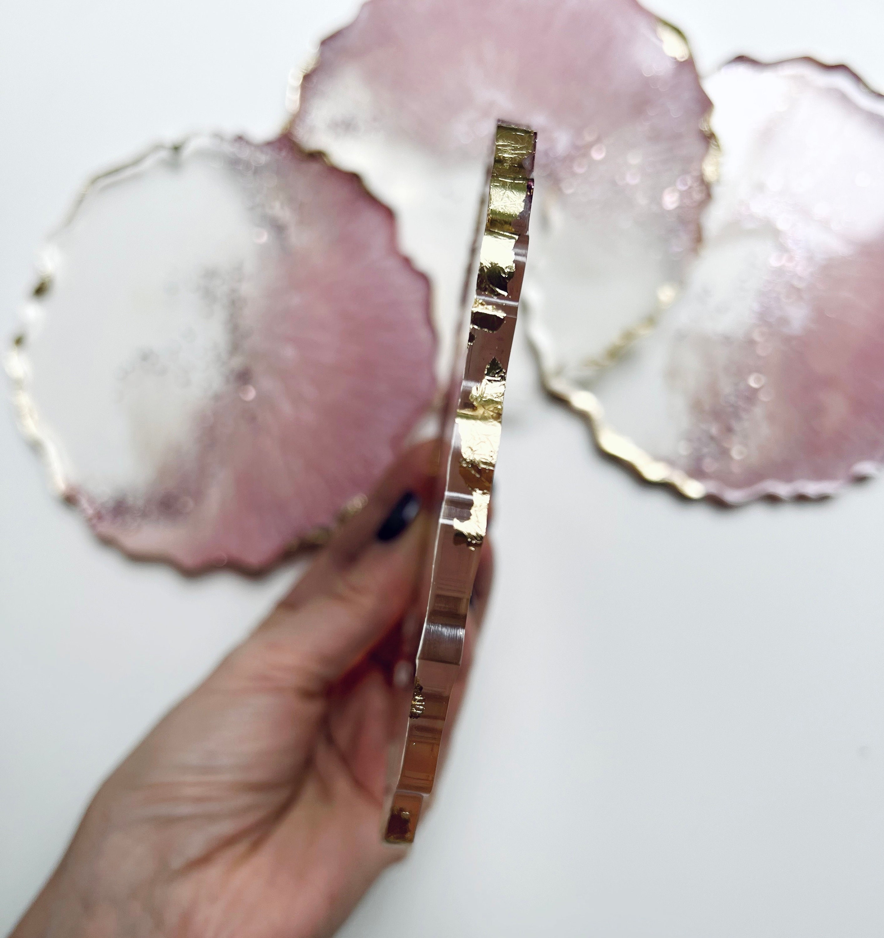 Pink Resin Coaster, Cup Holder, Sparkling Coasters, Table Centrepiece ...