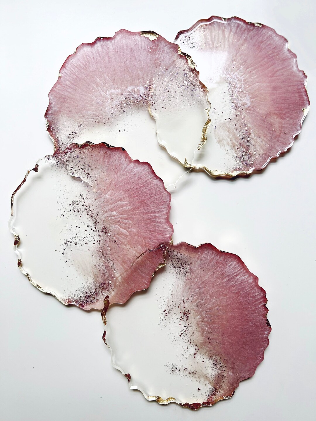 Pink Resin Coaster, Cup Holder, Sparkling Coasters, Table Centrepiece ...