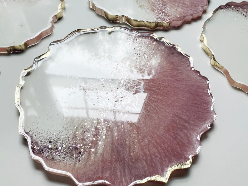Pink Resin Coaster, Cup Holder, Sparkling Coasters, Table Centrepiece ...