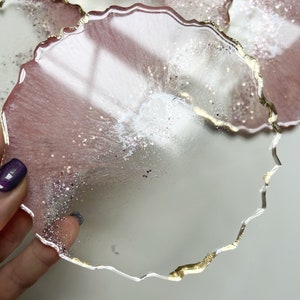 Pink Resin Coaster, Cup Holder, Sparkling Coasters, Table Centrepiece ...