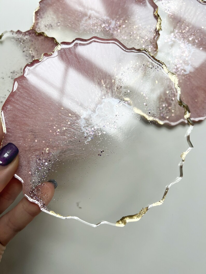 Pink Resin Coaster, Cup Holder, Sparkling Coasters, Table Centrepiece ...