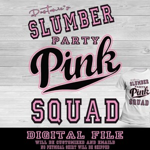 Victoria secret pink inspired slumber party squad diy GRAPHIC | Etsy