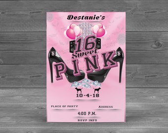 Victoria secret pink party invitations | Etsy