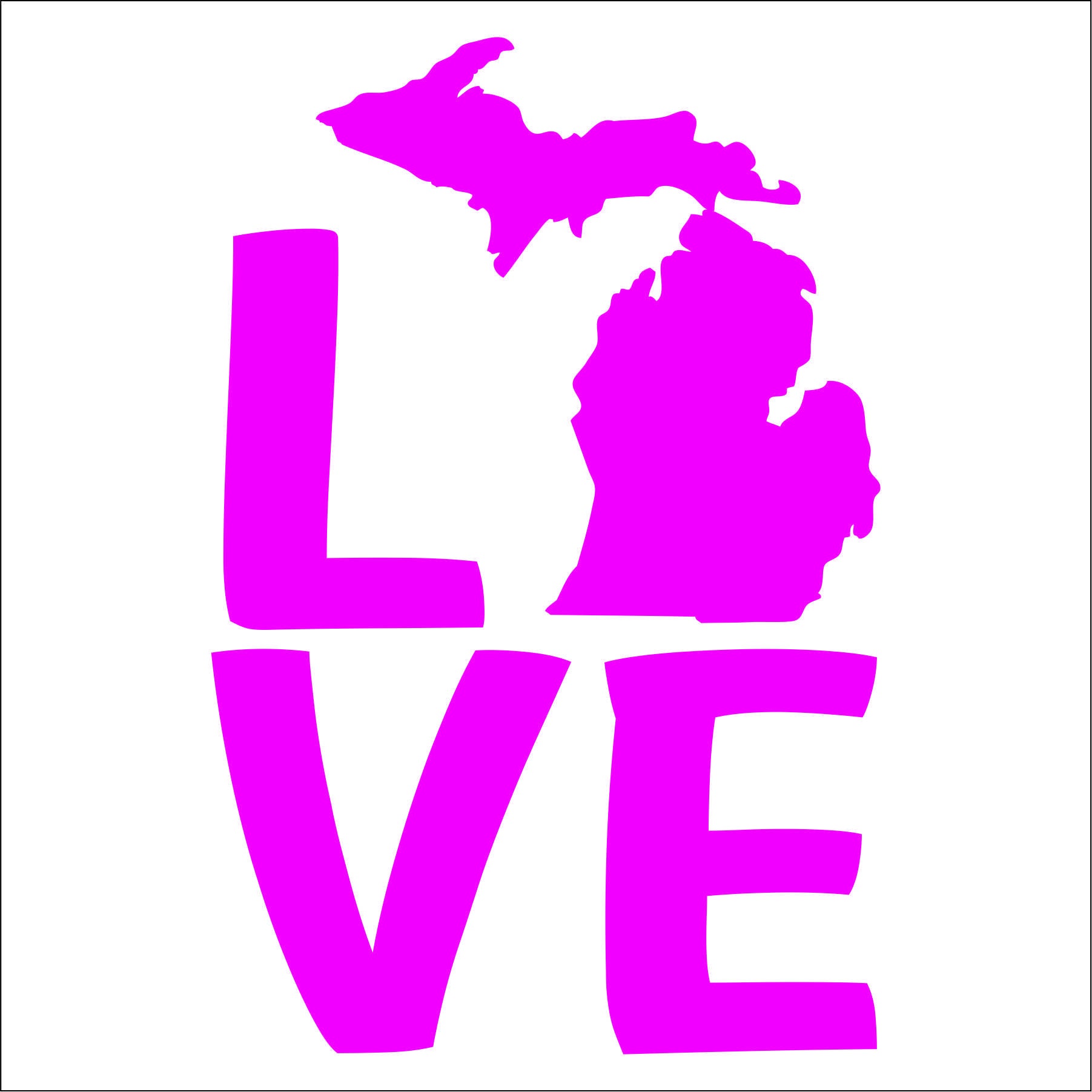 Love Michigan Car Decal, Car Decal, Car Sticker, Label, Custom Decal ...