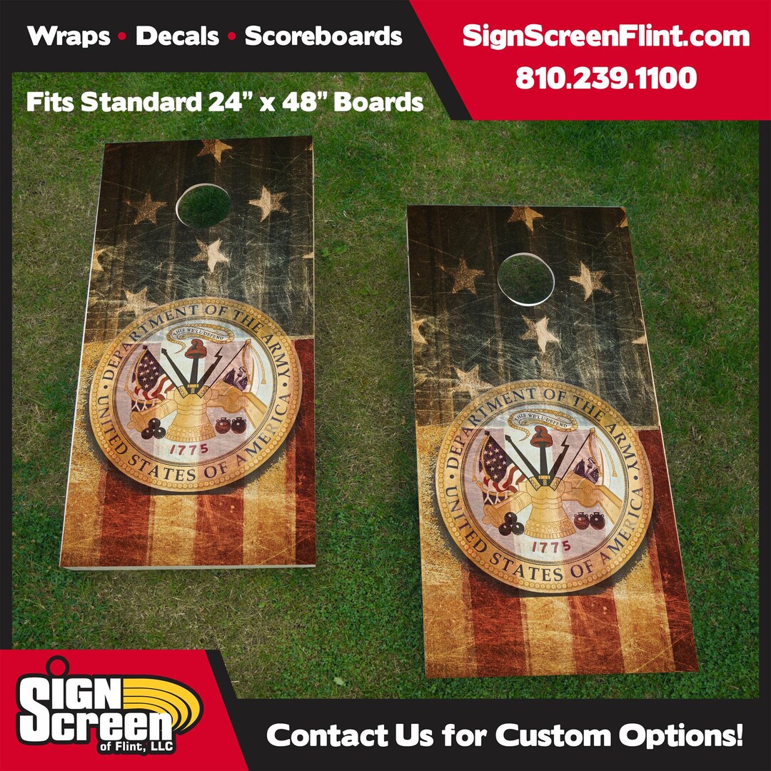 Army American Flag Barnwood Cornhole Wrap, USA Wrap, Cornhole, Army - Etsy