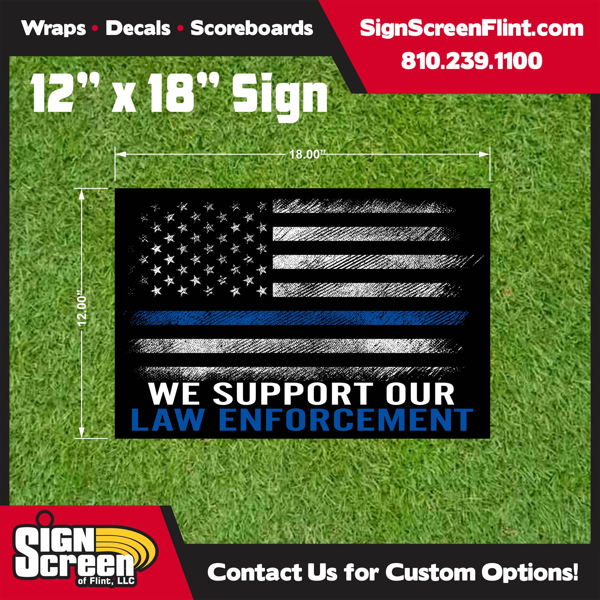Support Law Enforcement Sign - Thin Blue Line Flag - Etsy