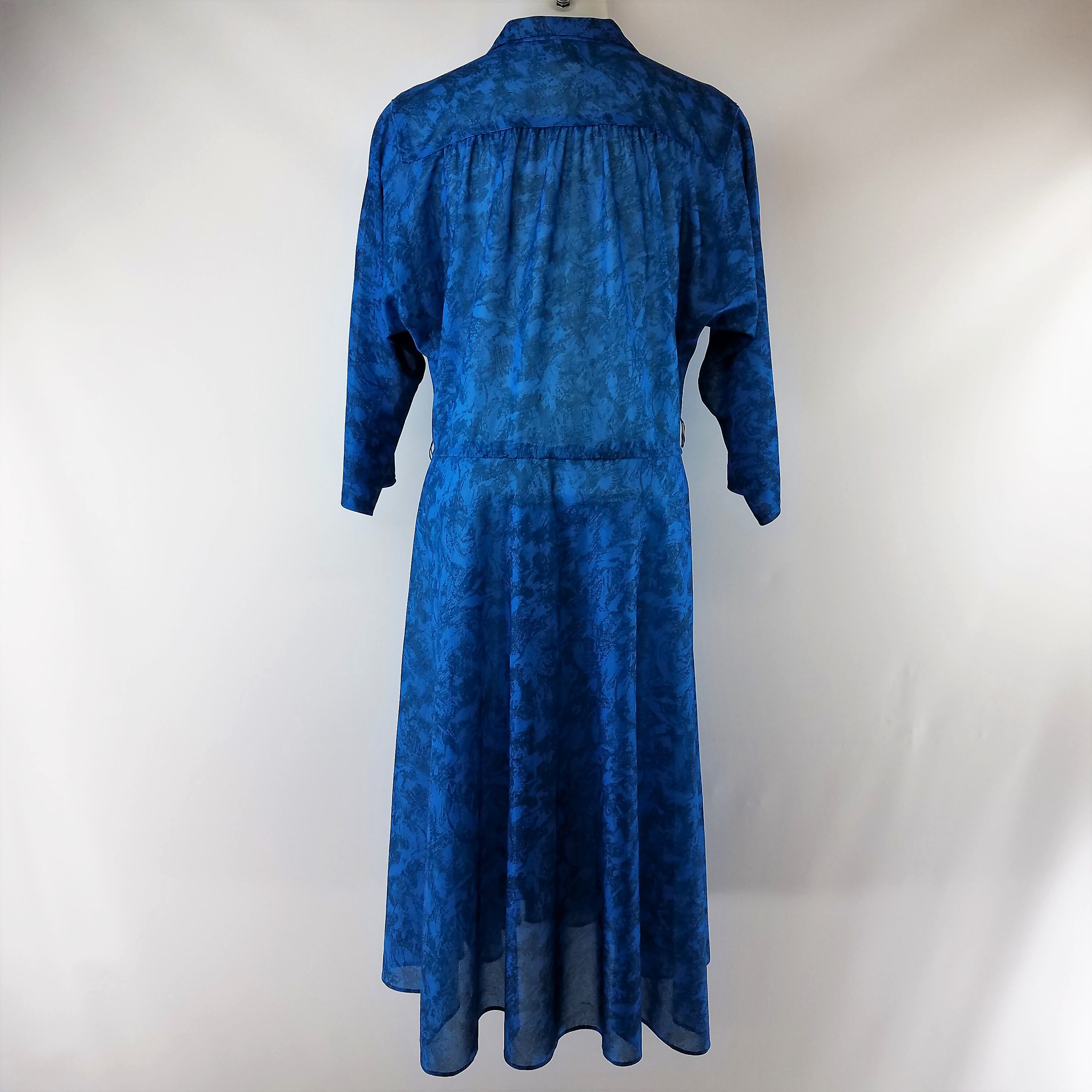 Vintage 1980s Blue and Green Abstract Print Polyester - Etsy