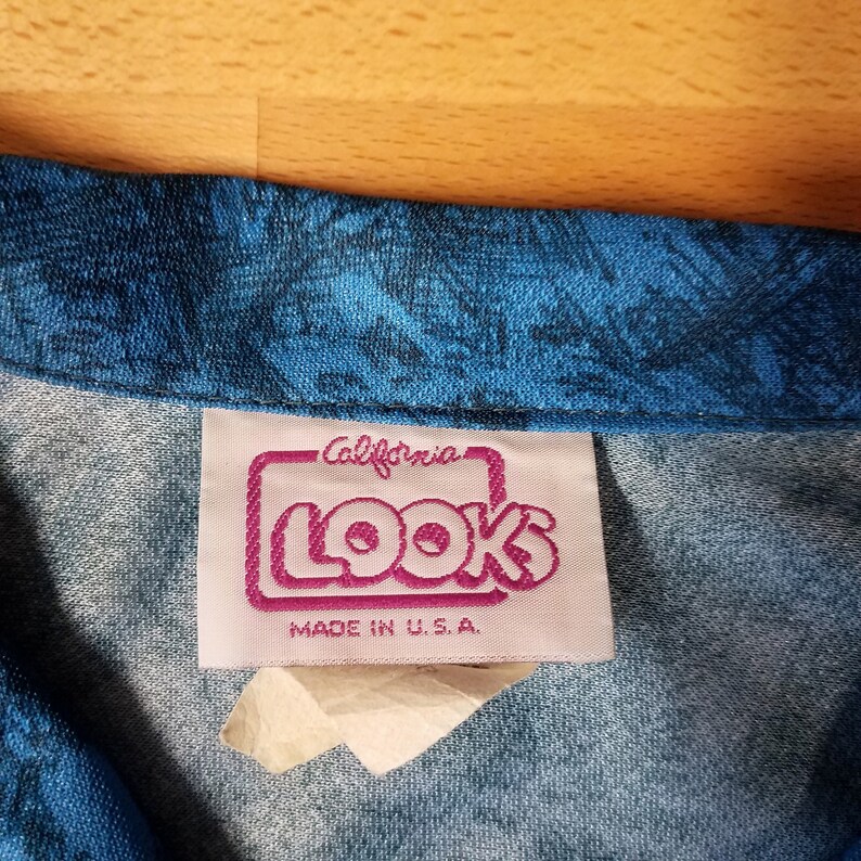 Vintage 1980s Blue and Green Abstract Print Polyester | Etsy