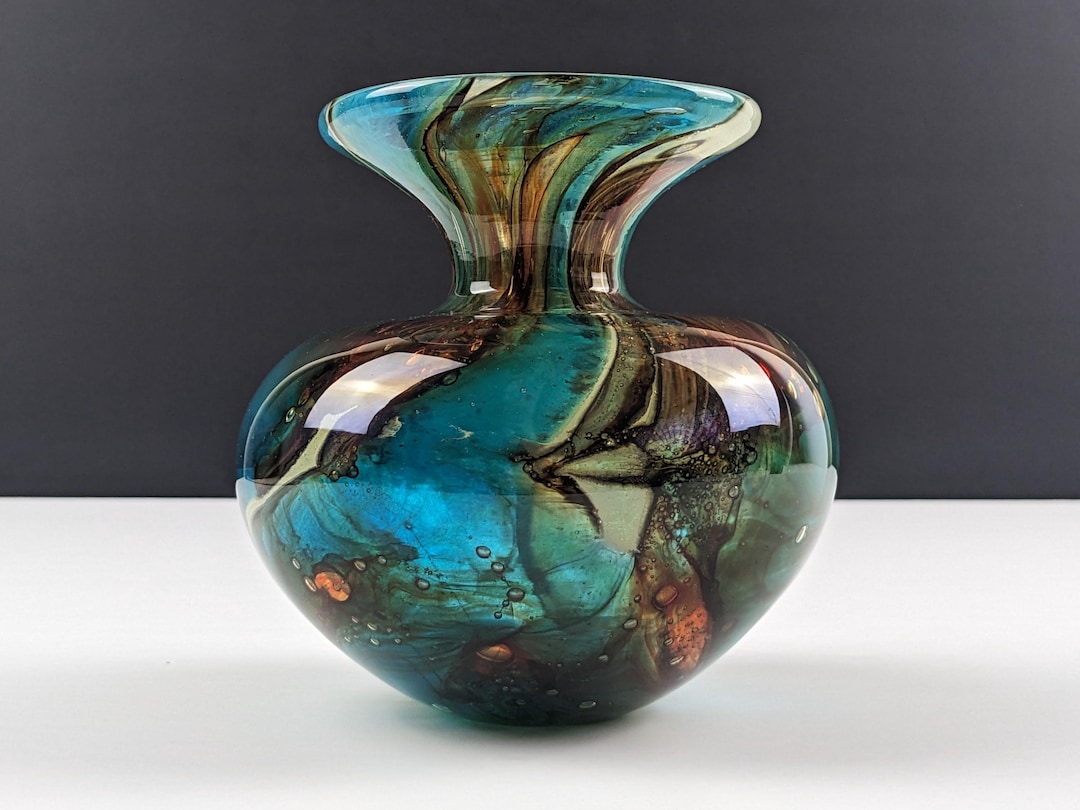 Vintage Mdina 'tiger' Squat Globe Vase, Signed, 1970's Maltese Art ...