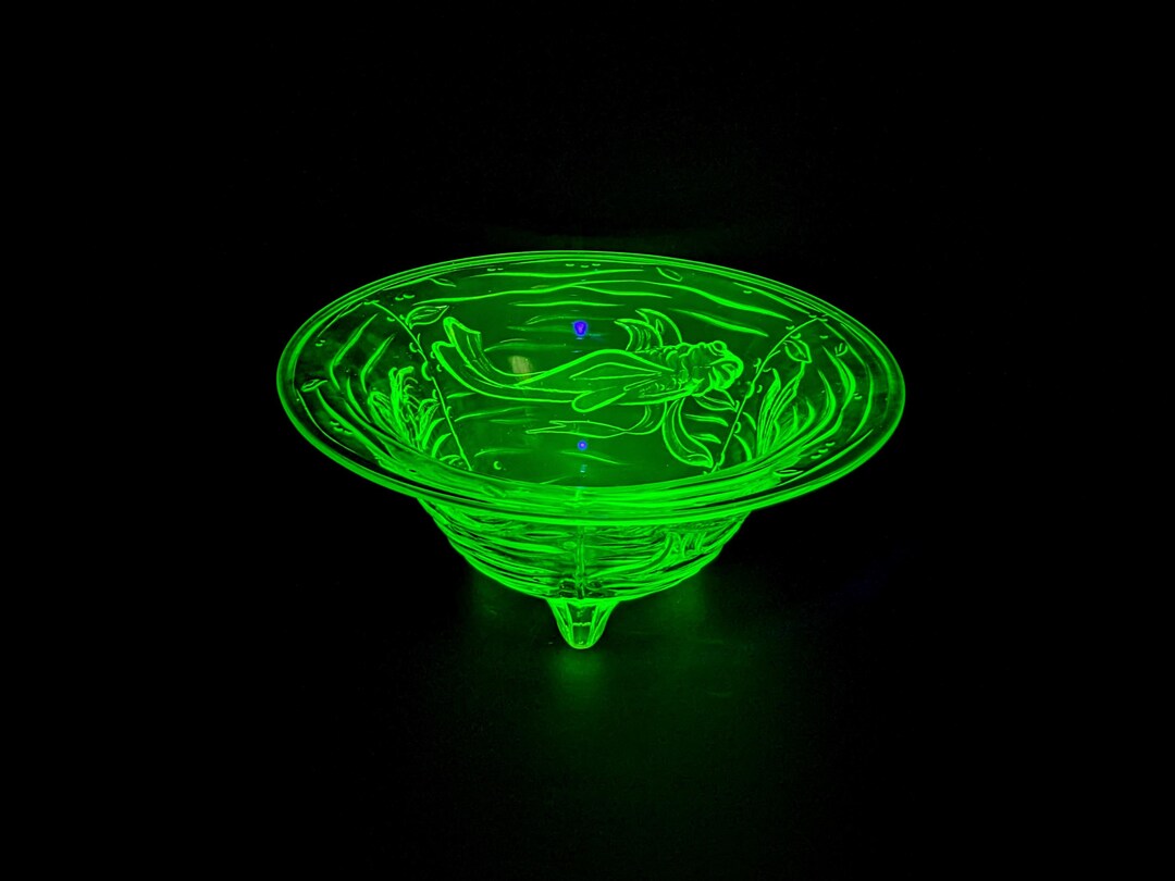 Jobling Art Deco Uranium Glass Fish Pattern Salad Bowl, Koi Carp, 1934 ...