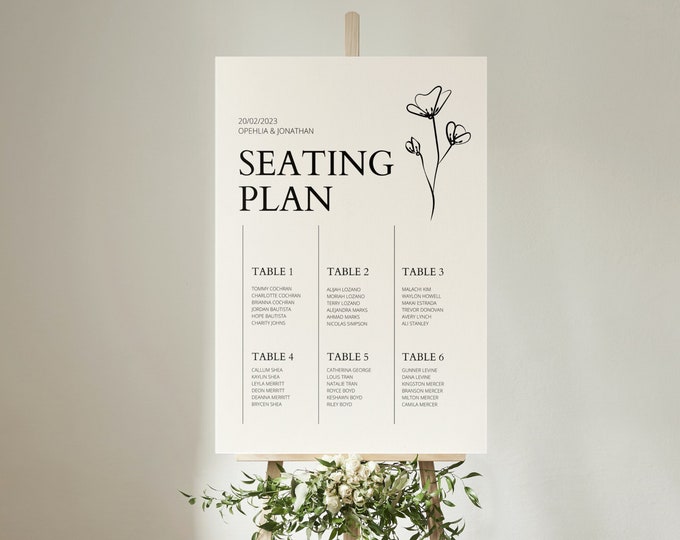 ISLA Table Seating Plan, on the Day Signage, Modern Wedding, Simple and ...