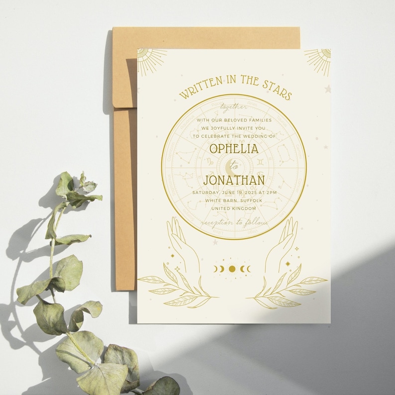 CELESTE - Zodiac Wedding Invitation, Simple Wedding Invite Set, Modern ...
