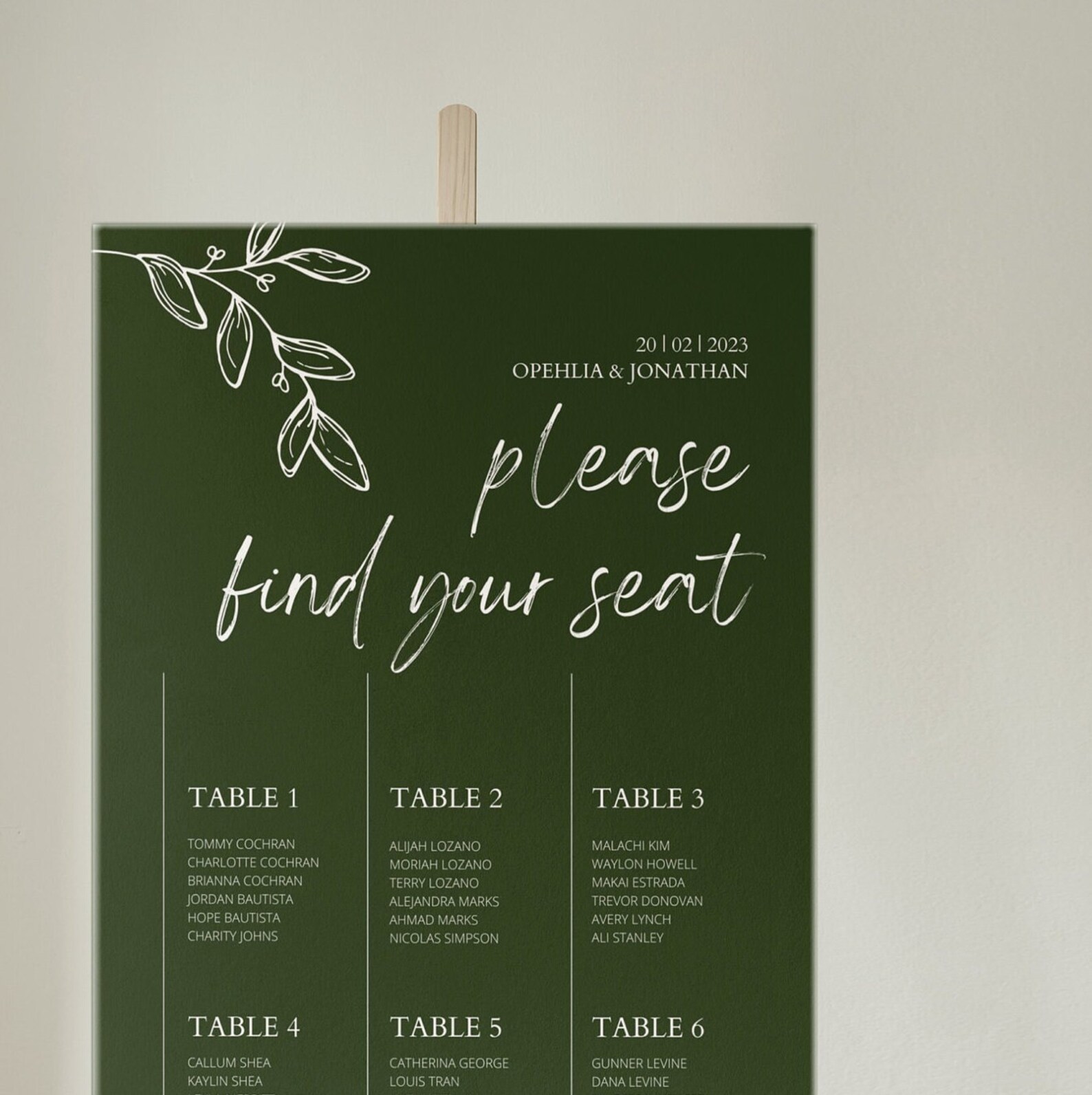 ALBA - Table Seating Plan, on the Day Signage, Modern Wedding, Simple ...