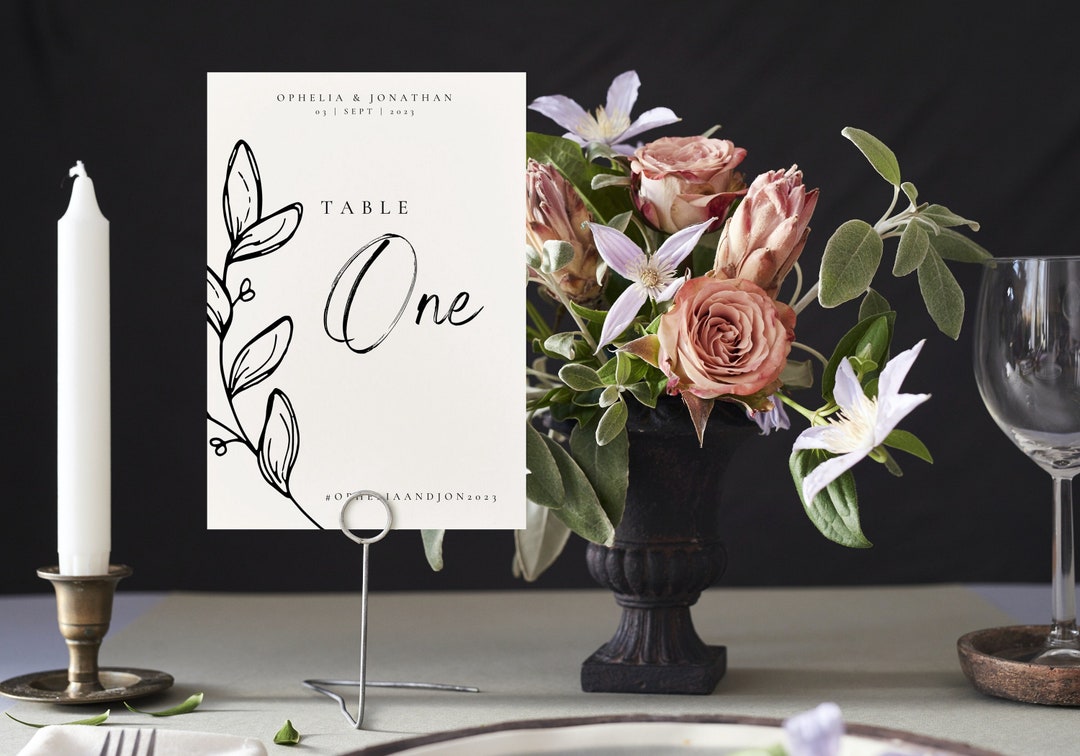 ALBA - Table Number Sign, on the Day Signage, Modern Wedding, Simple ...