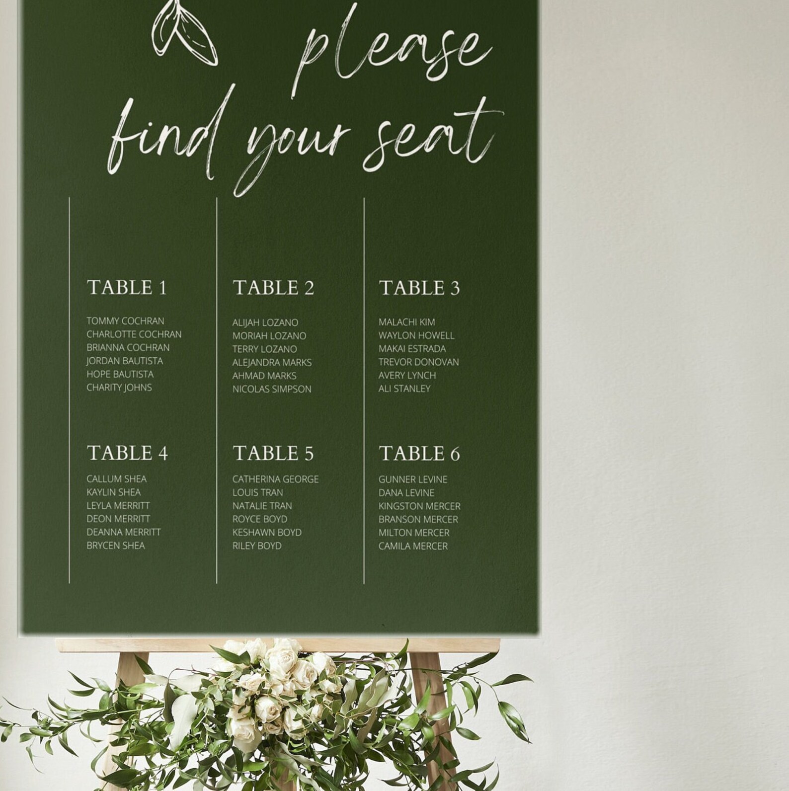 ALBA - Table Seating Plan, on the Day Signage, Modern Wedding, Simple ...