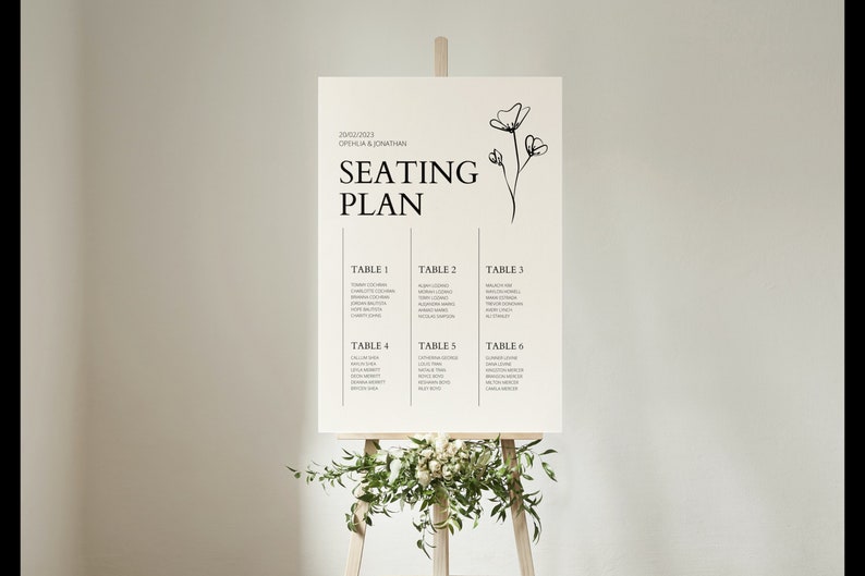 ISLA Table Seating Plan, on the Day Signage, Modern Wedding, Simple and ...