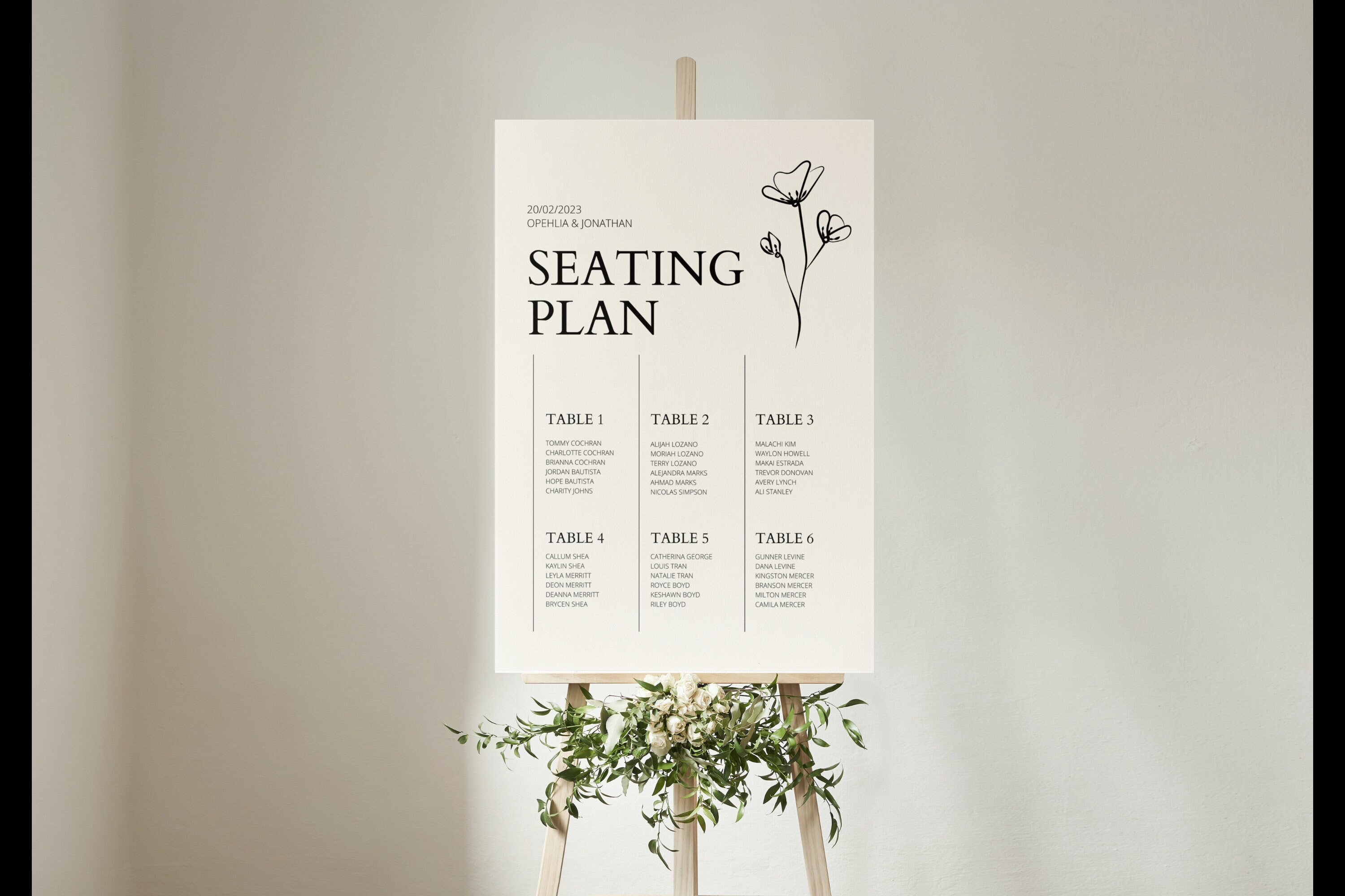 ISLA - Table Seating Plan, on the Day Signage, Modern Wedding, Simple ...