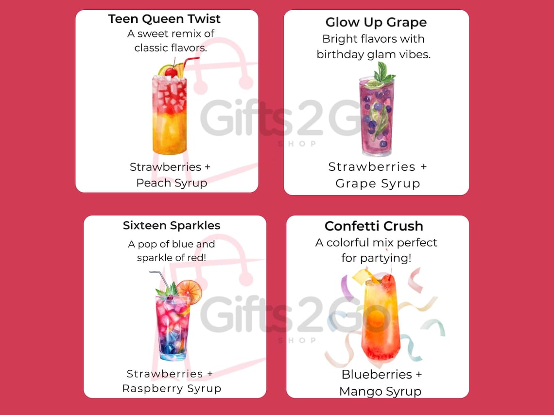 Sweet 16 Birthday Lemonade Bar Recipe Menu Sign Printable, Happy ...