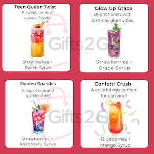 Sweet 16 Birthday Lemonade Bar Recipe Menu Sign Printable, Happy ...