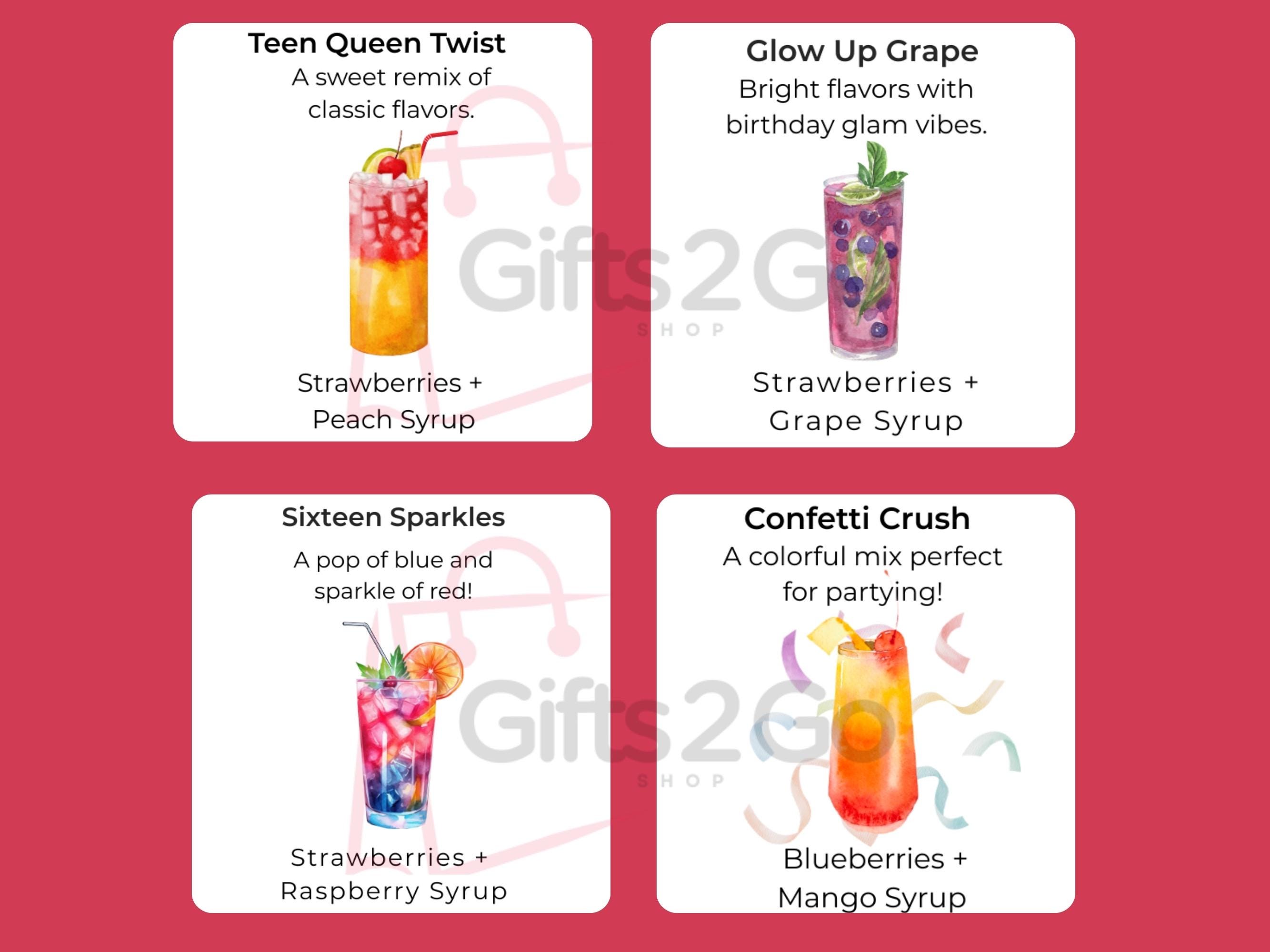 Sweet 16 Birthday Lemonade Bar Recipe Menu Sign Printable, Happy ...
