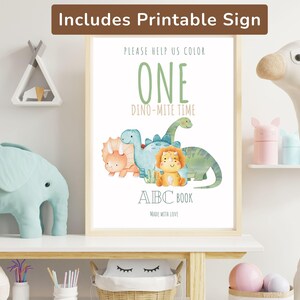 One Dinomite Time Dinosaur ABC Coloring Guest Book, First Birthday ABC ...