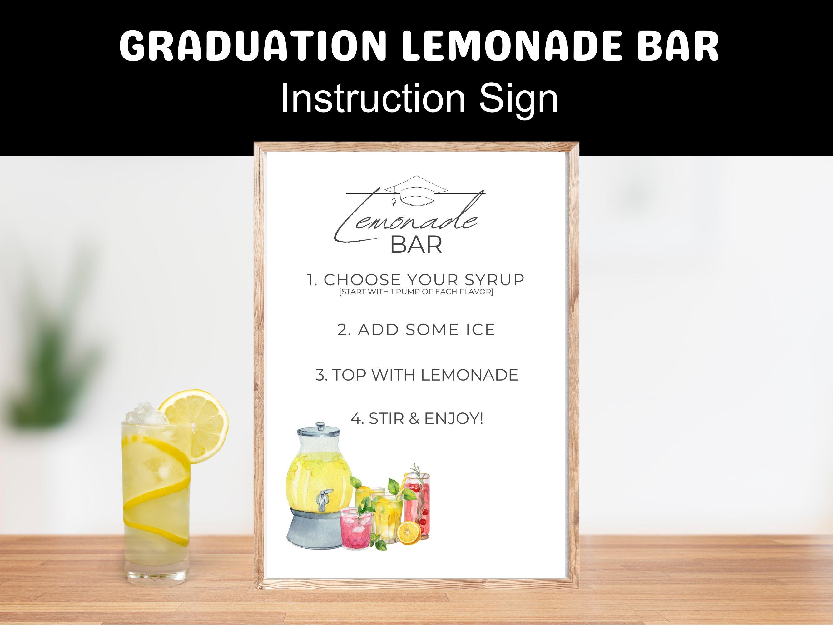 Graduation Party Lemonade Bar Sign Printable, Grad Party Drink Station ...